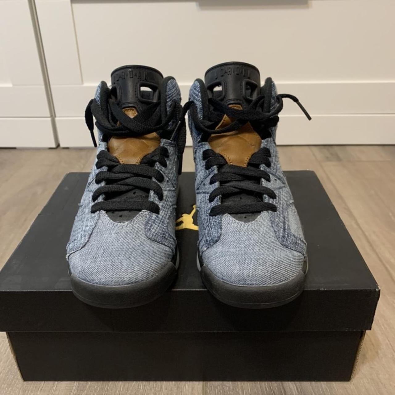 Washed Denim Jordan 6 Size: 4Y (4 in mens/6 in... - Depop