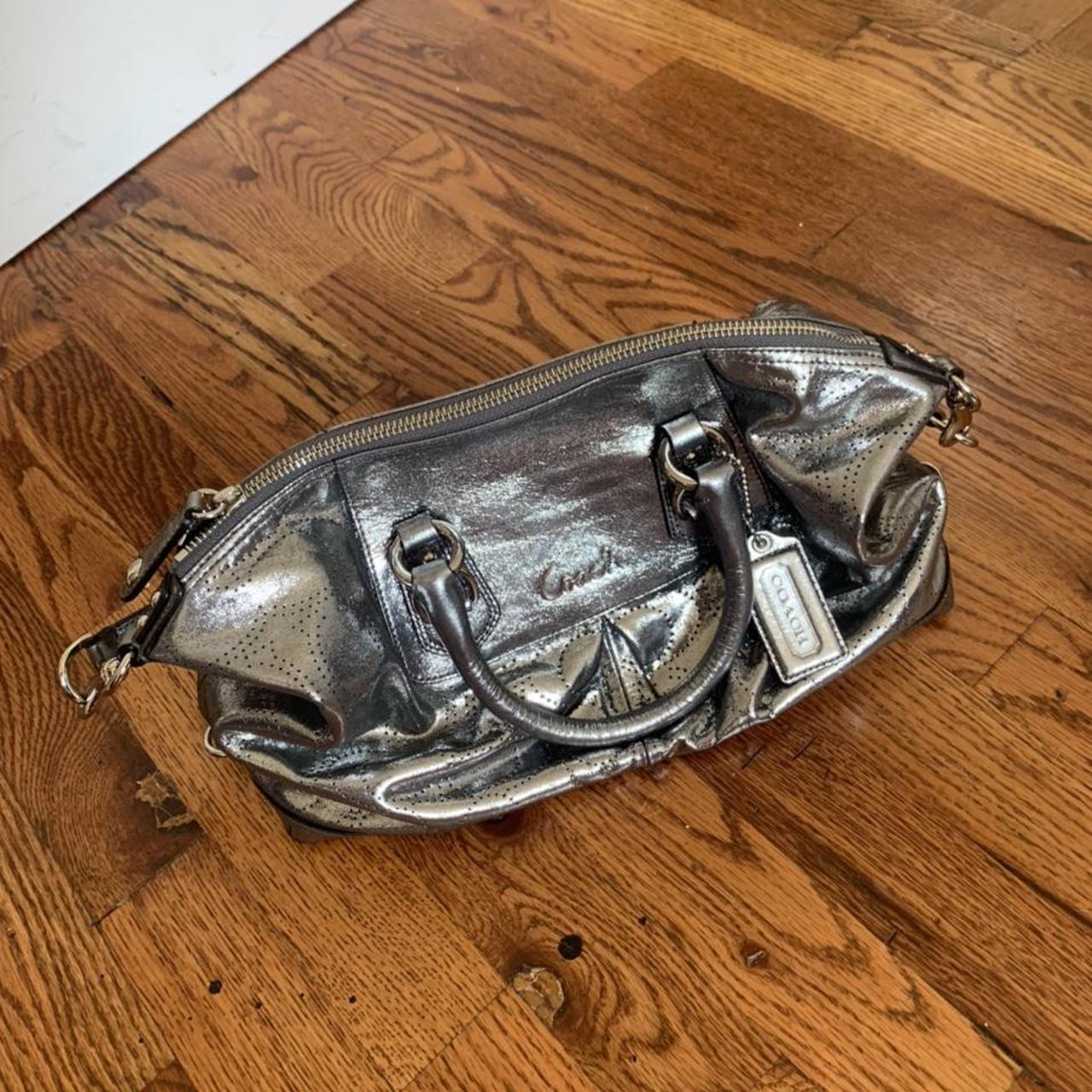 Coach silver shoulder bag in perfect condition Has... - Depop