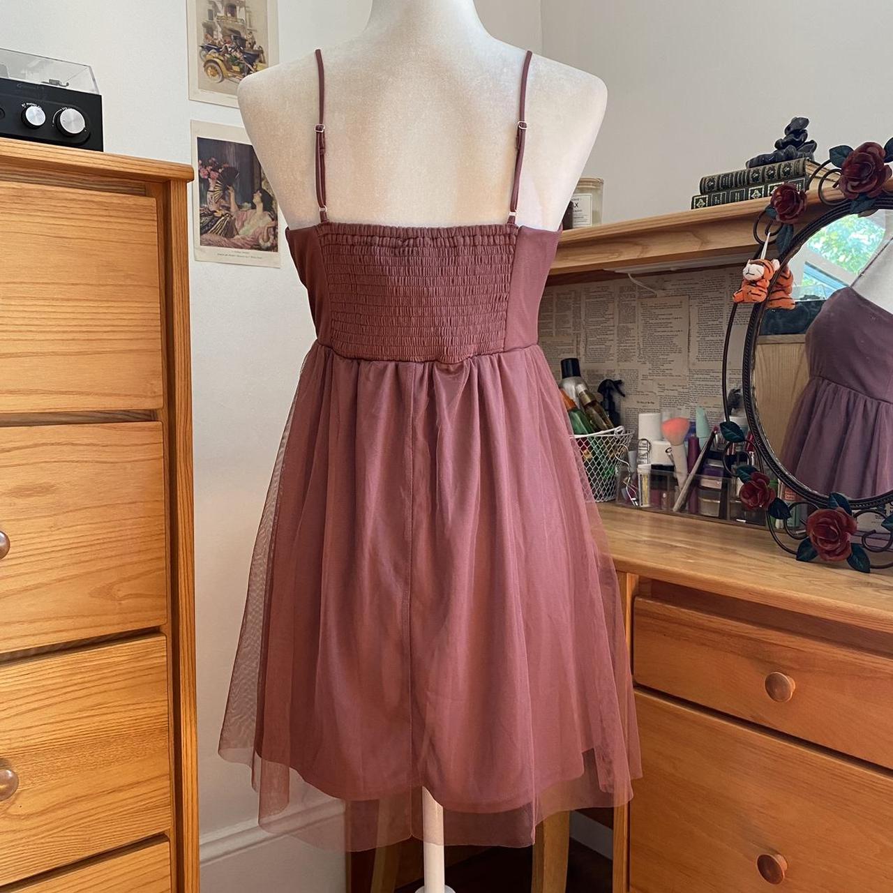 Cutest mauve pink mesh baby doll mini dress. Pink... - Depop