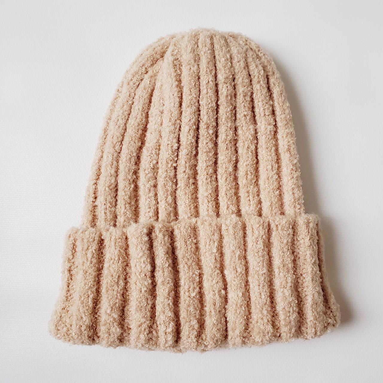 CLASSIC RIBBED KNIT BEANIE Color: BEIGE... - Depop