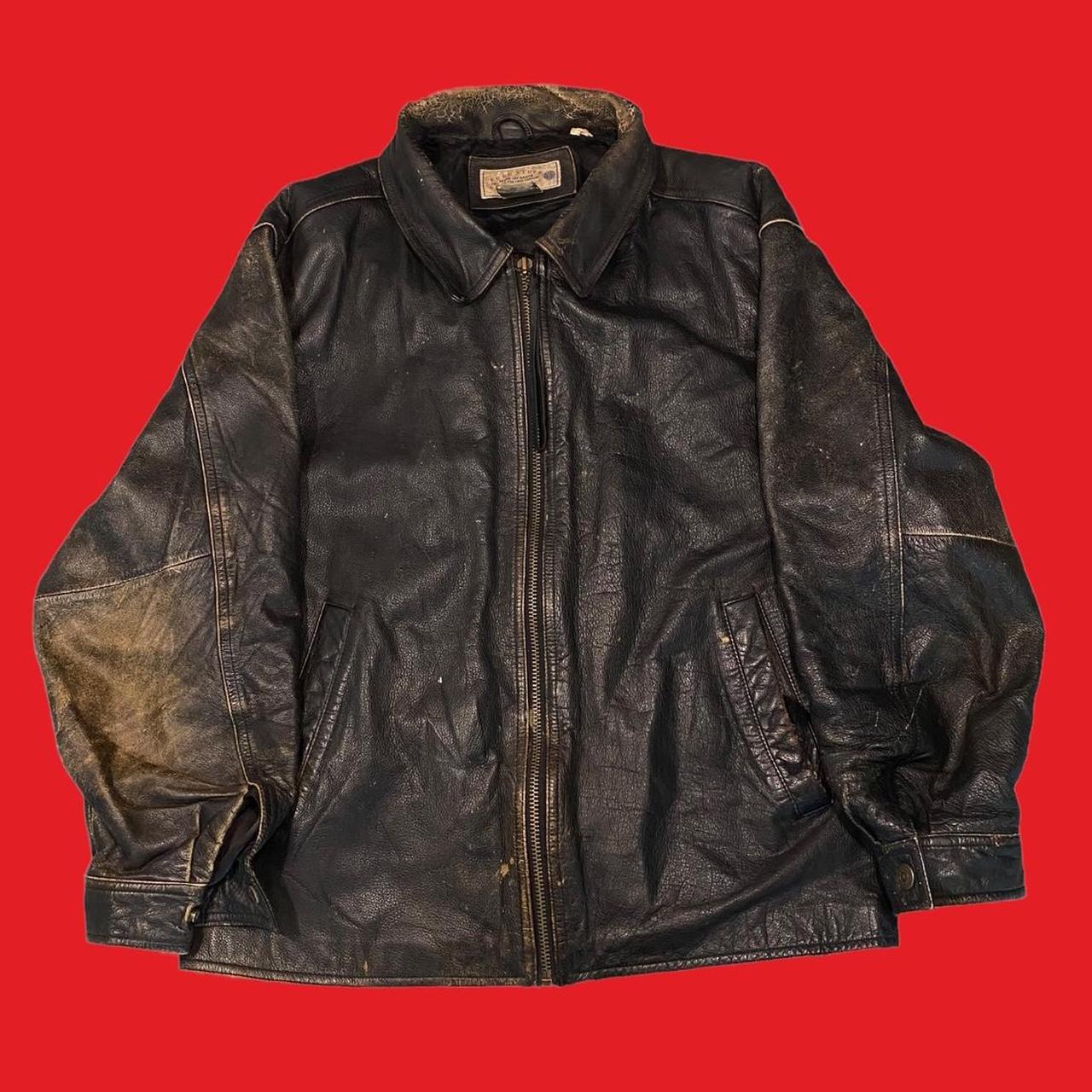 Authentic leather jacket / well worn Large Well... - Depop