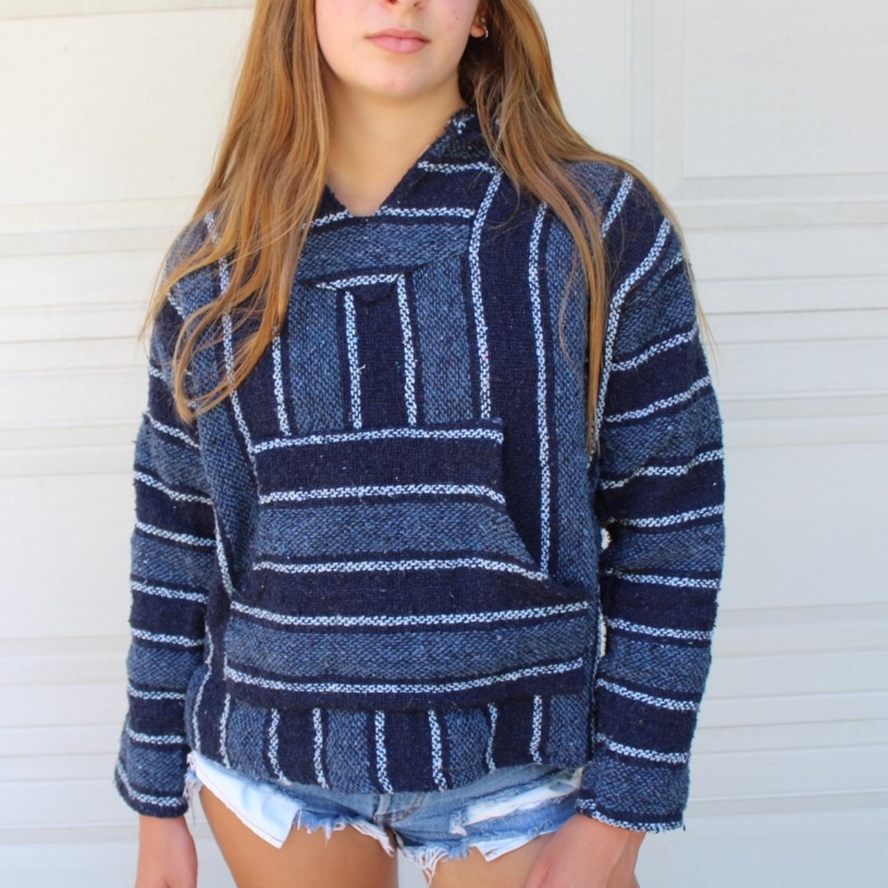 blue tone baja hoodie/jerga/ drug rag size small... - Depop