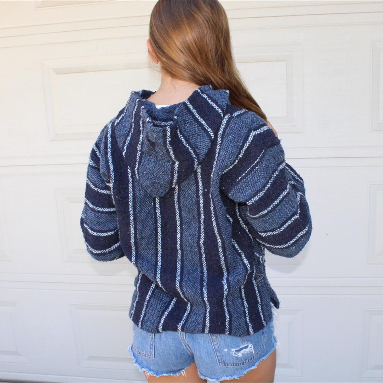 blue tone baja hoodie/jerga/ drug rag size small... - Depop