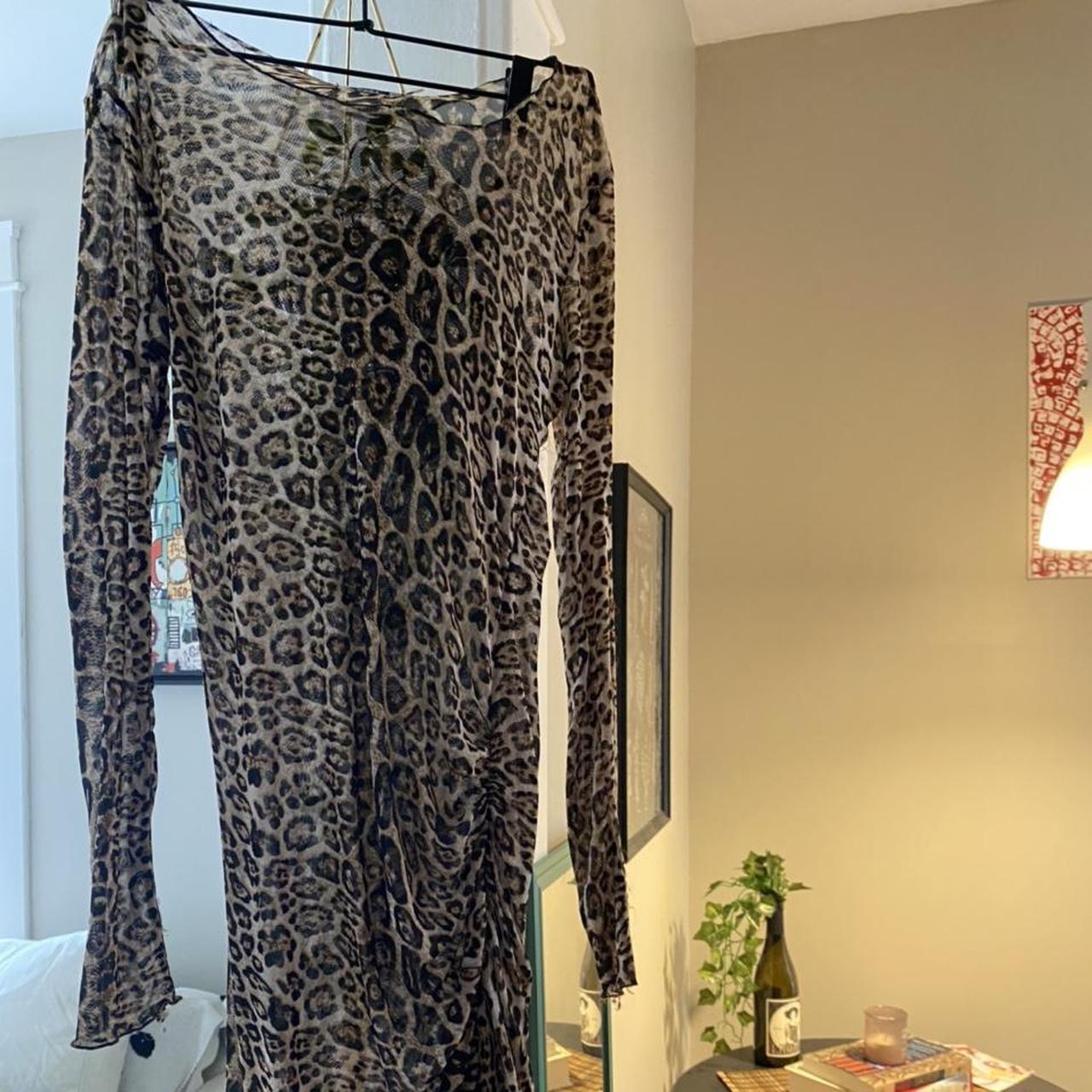 Tiger Mist sheer mesh leopard dress L This dress... - Depop