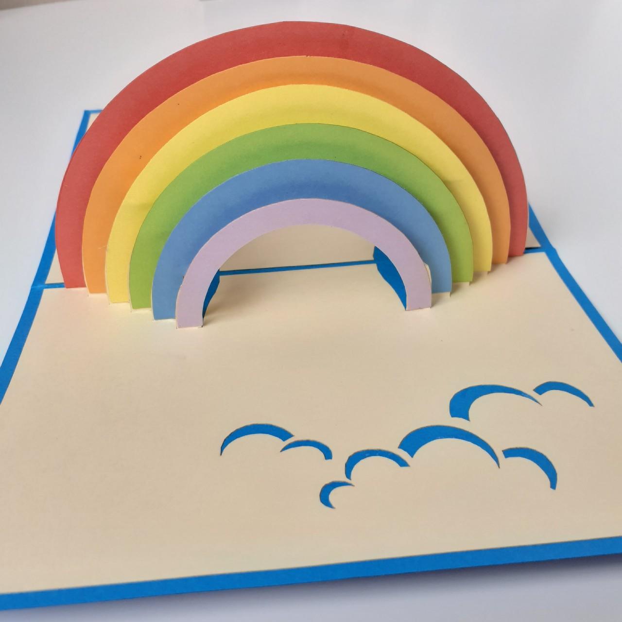 Rainbow 3D pop up card- handmade Perfect for... - Depop