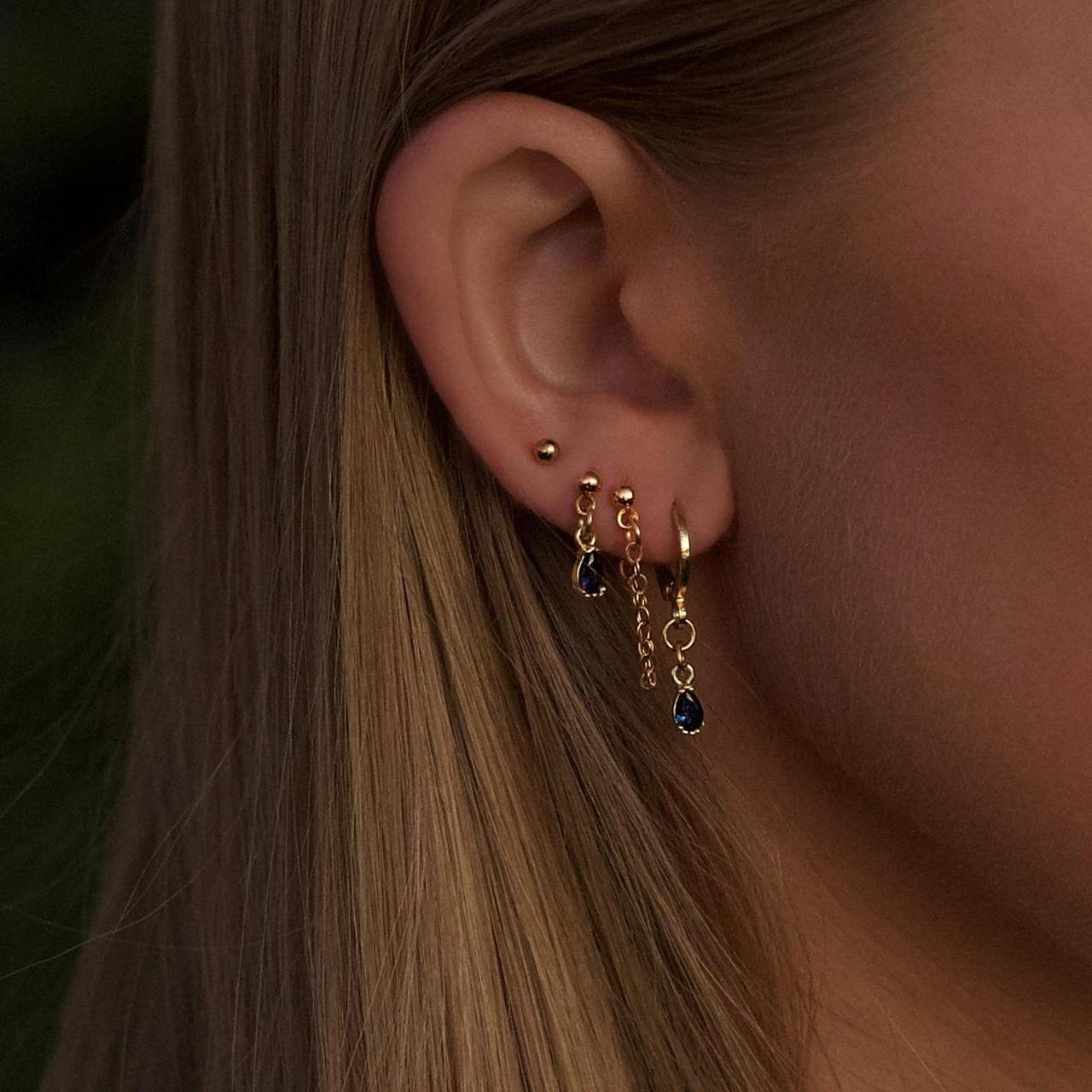 Mimi Studs in Blue Material: 18k Gold Plated... - Depop