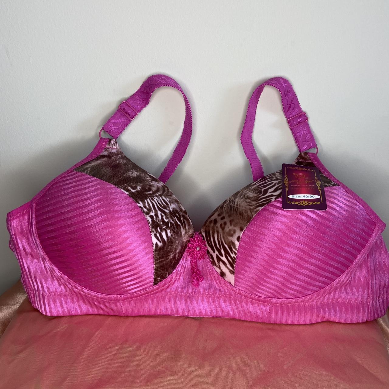 Shiny magenta/hot pink & animal print bra -NWT,... - Depop