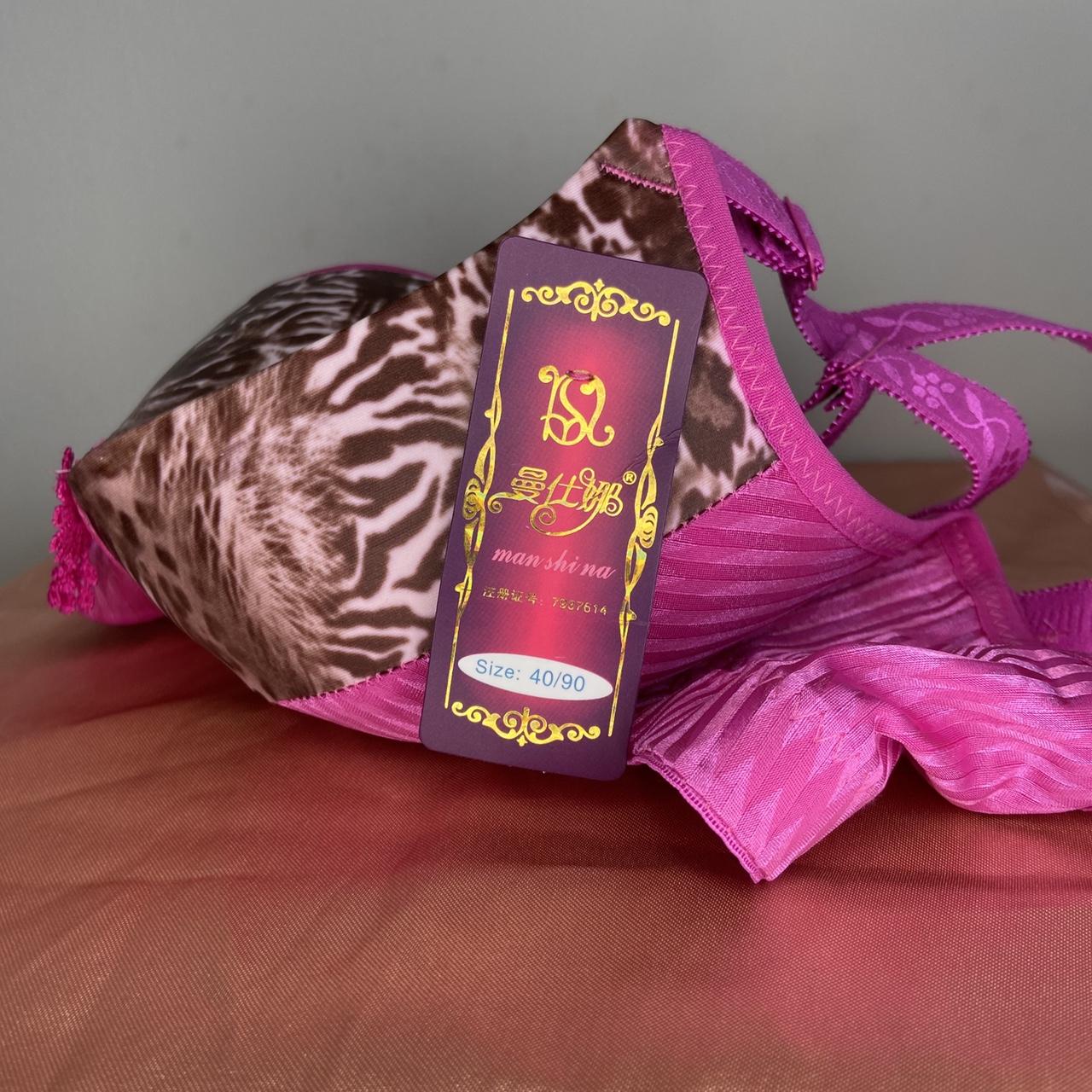 Shiny magenta/hot pink & animal print bra -NWT,... - Depop