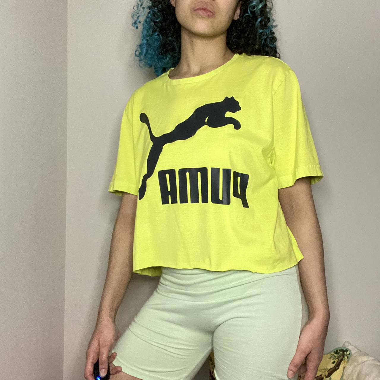 CUSTOM highlighter crop top from Puma -color mixed... - Depop