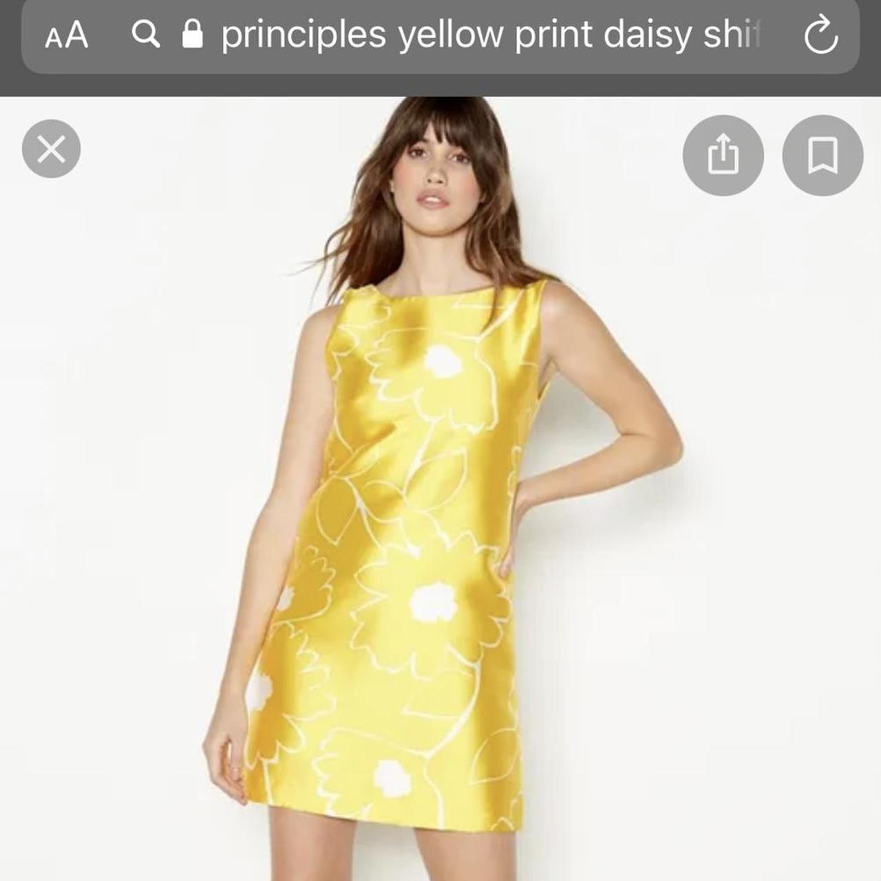BNWT Principles yellow print daisy shift dress size 8 - Depop