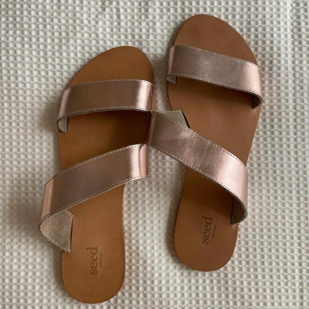 SEED rose gold slides, only worn once, in perfect... - Depop