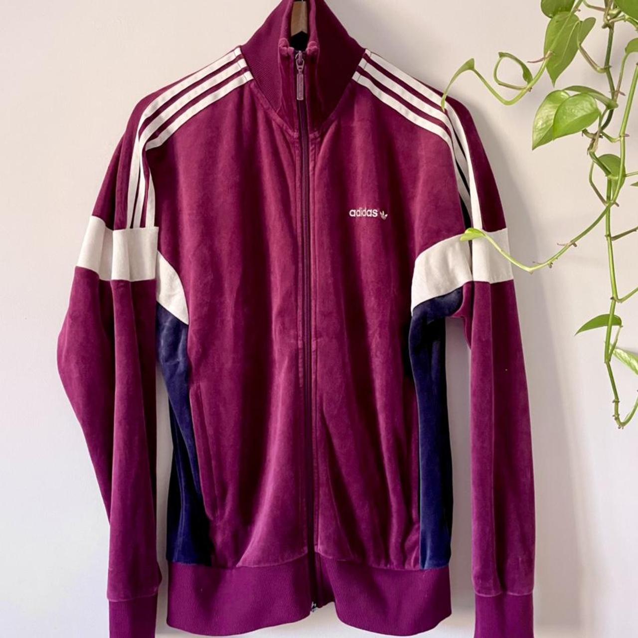 Adidas Originals Men's Burgundy and Navy Jacket | Depop