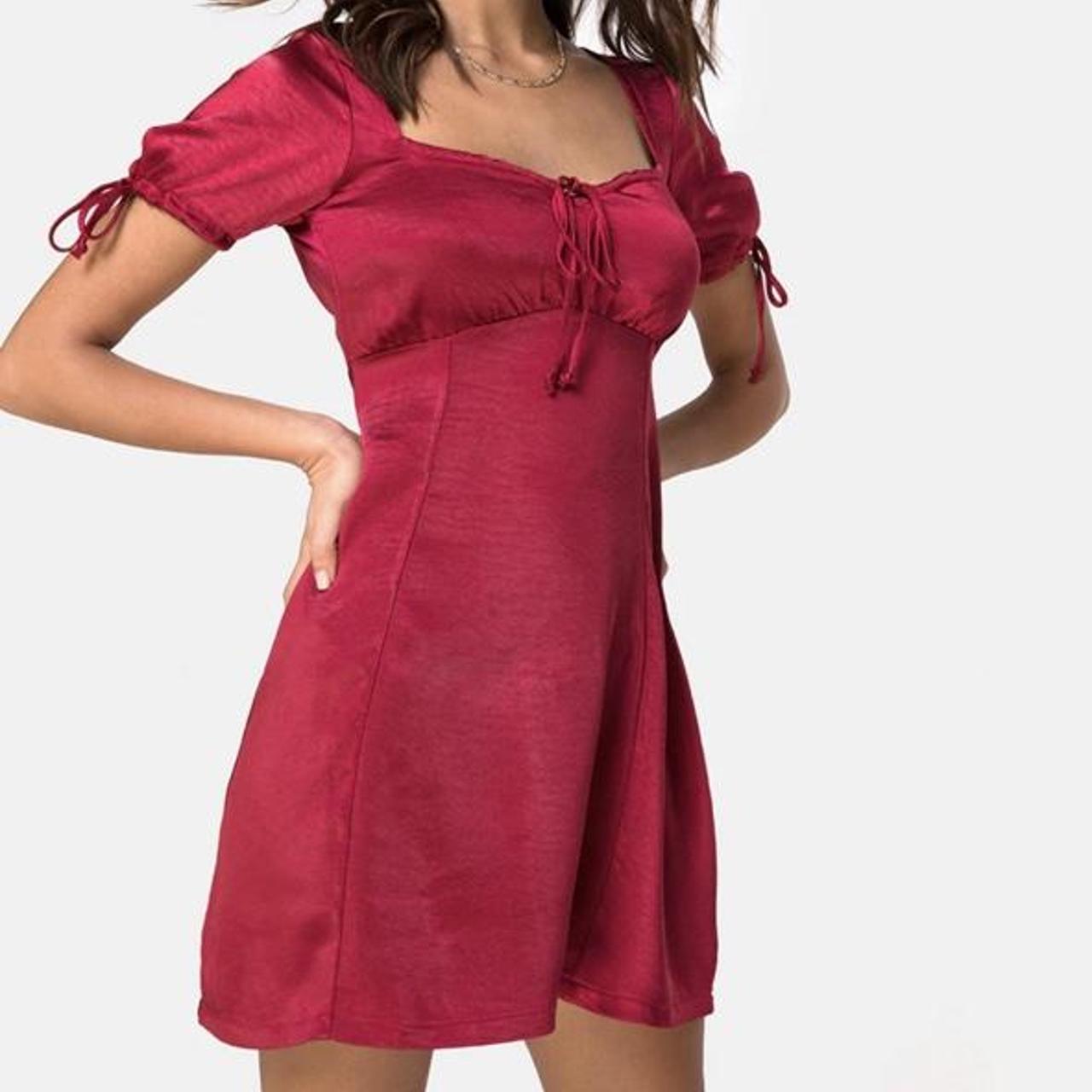 Red/pink satin motel rocks dress. Never worn. Size... - Depop