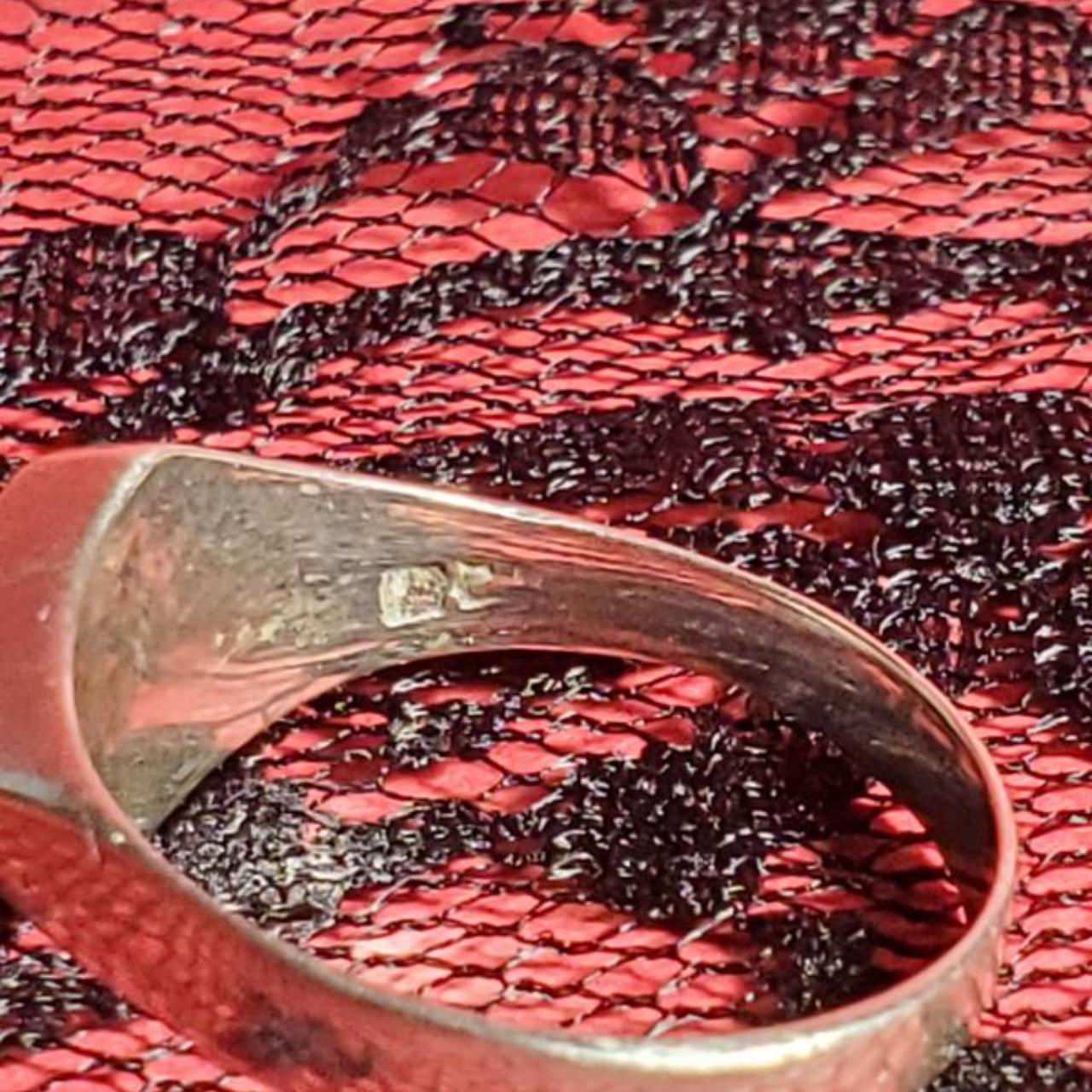 925 Sterling silver Mexico ring with Orange sparkle... - Depop