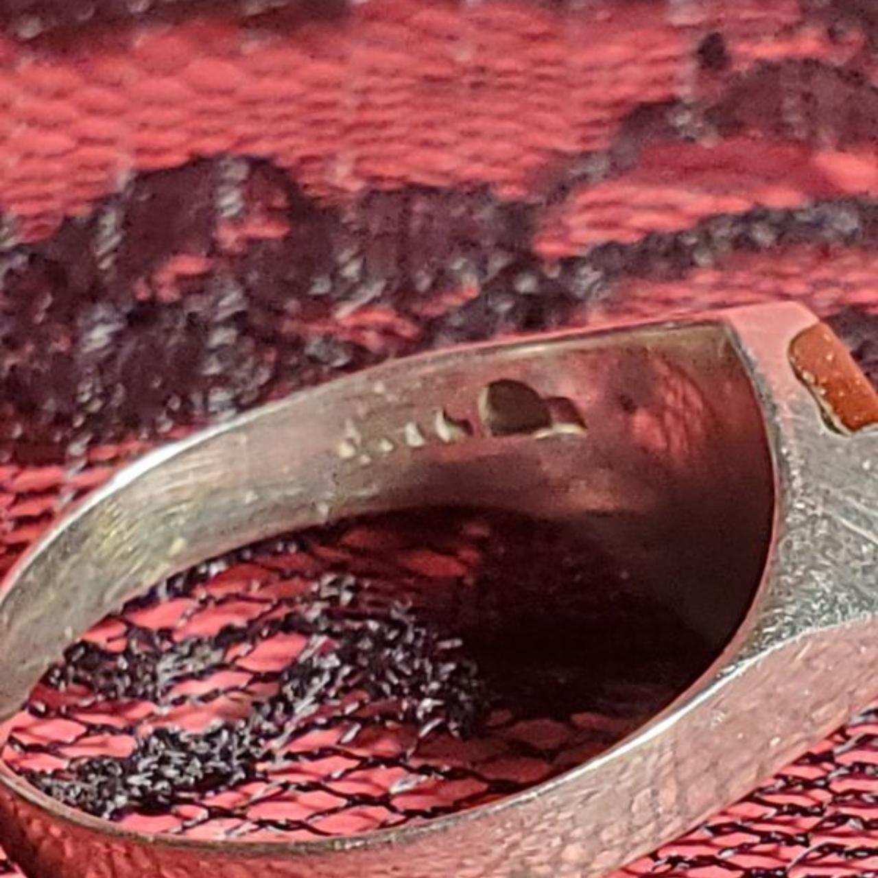 925 Sterling silver Mexico ring with Orange sparkle... - Depop