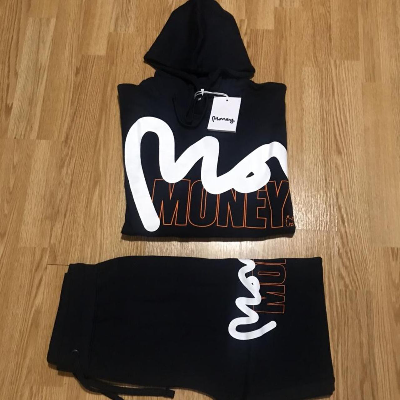 Money Hooded Stencil Block Tracksuit, Navy blue with... - Depop