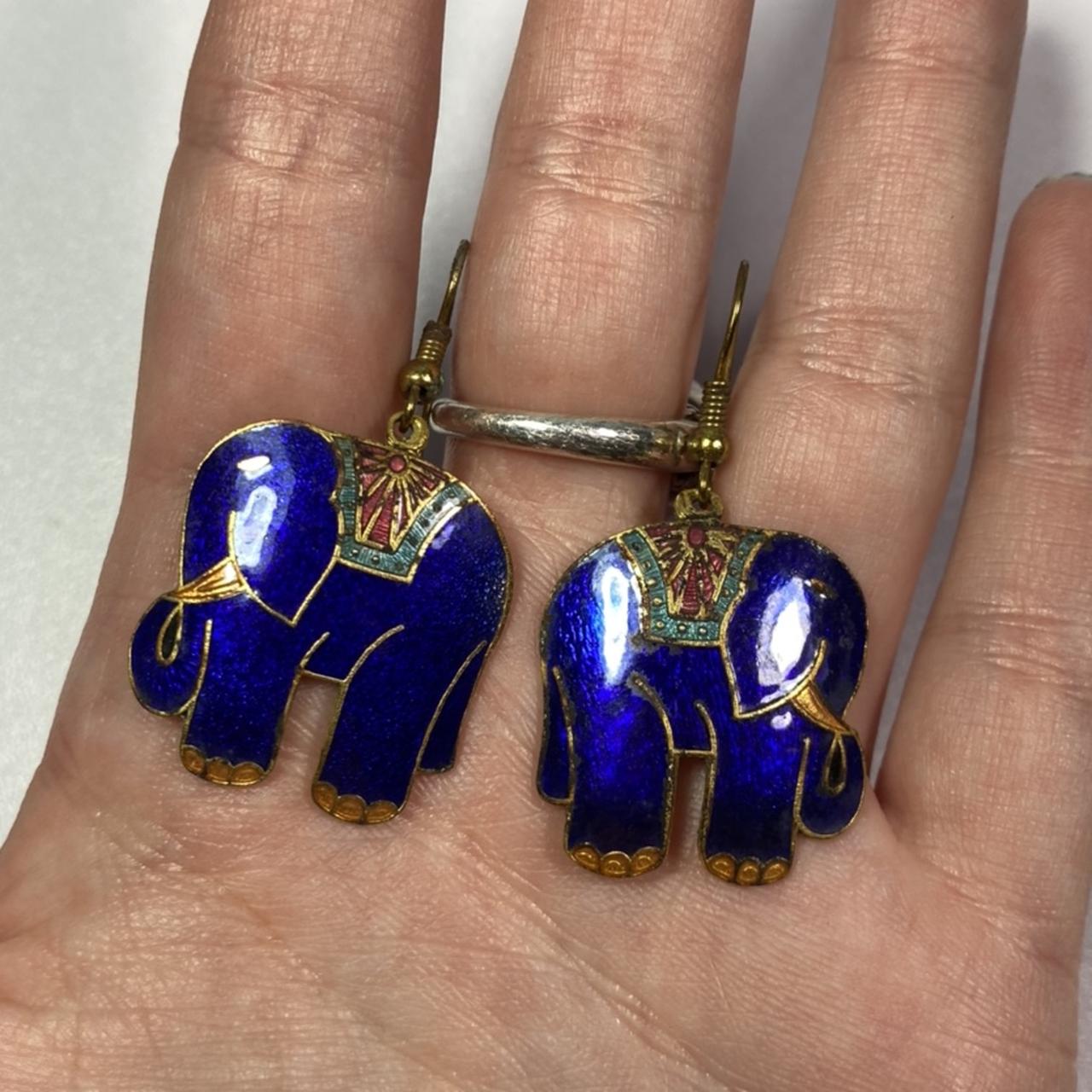 Cobalt Blue Elephant Earrings Beautiful cobalt blue... - Depop
