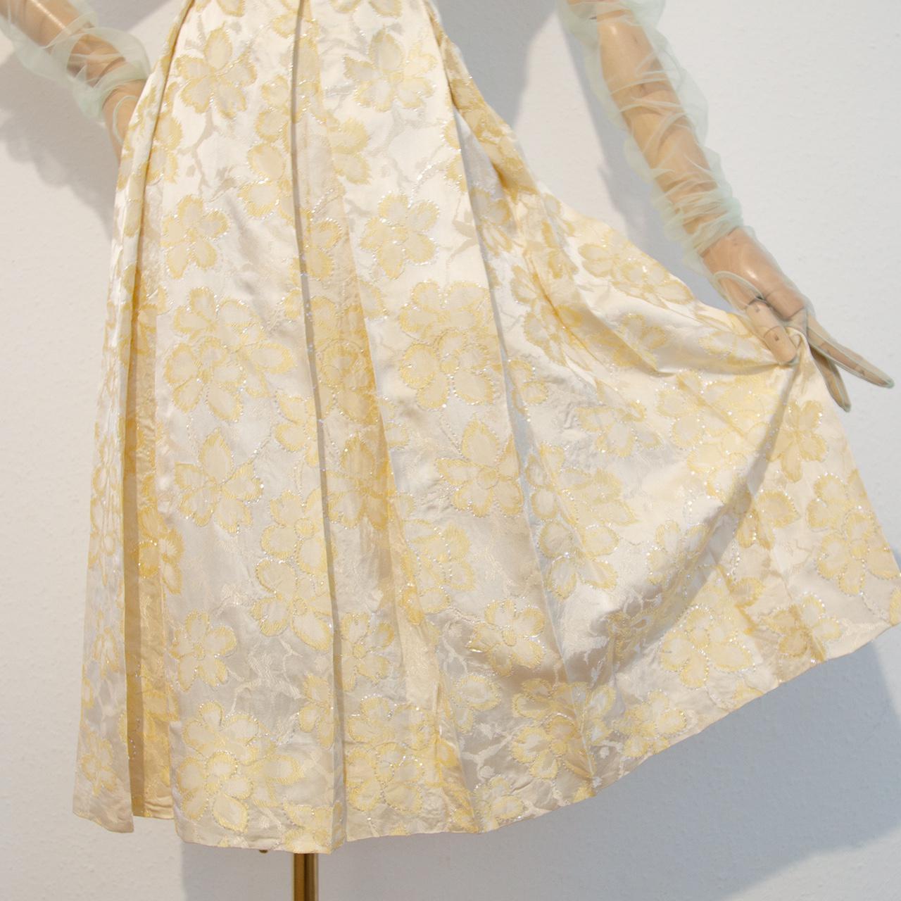 Women's Cream and Yellow Dress | Depop