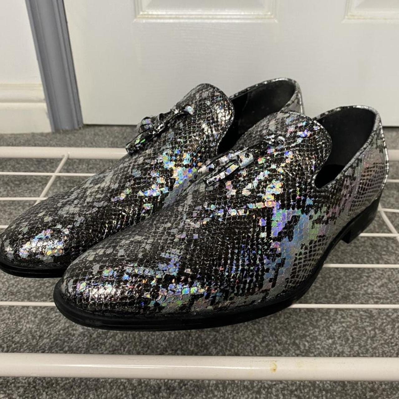 ASOS Mens Iridescent Snake Loafers Metallic Size 7... - Depop