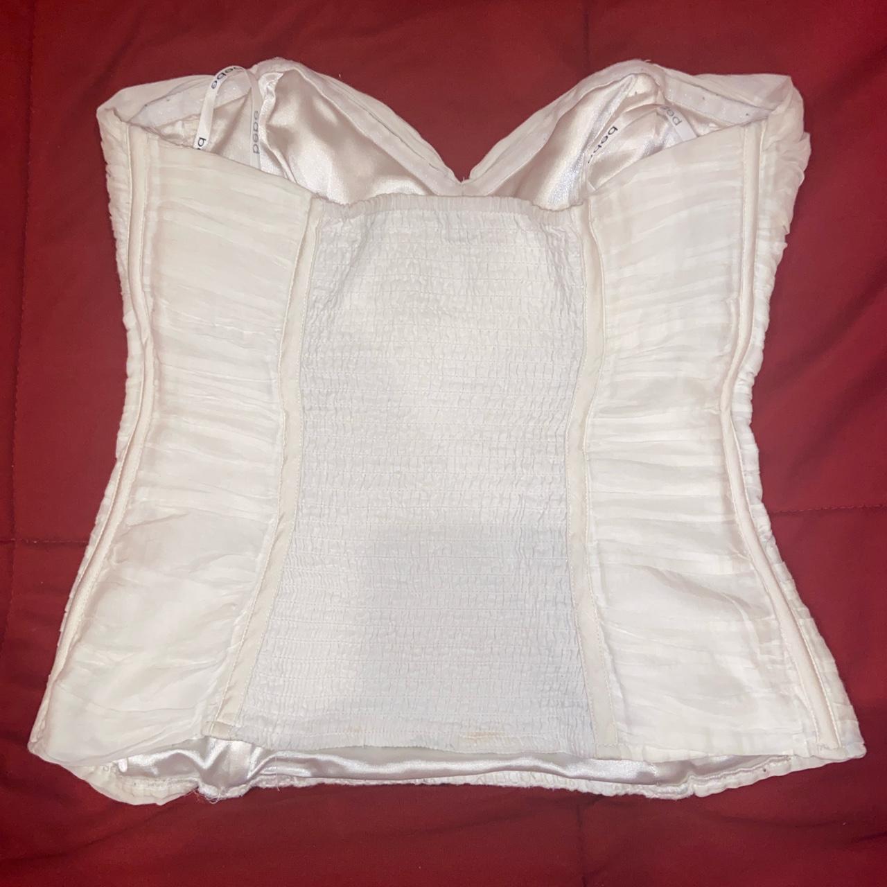 white bebe corset bustier top no stains, good... - Depop