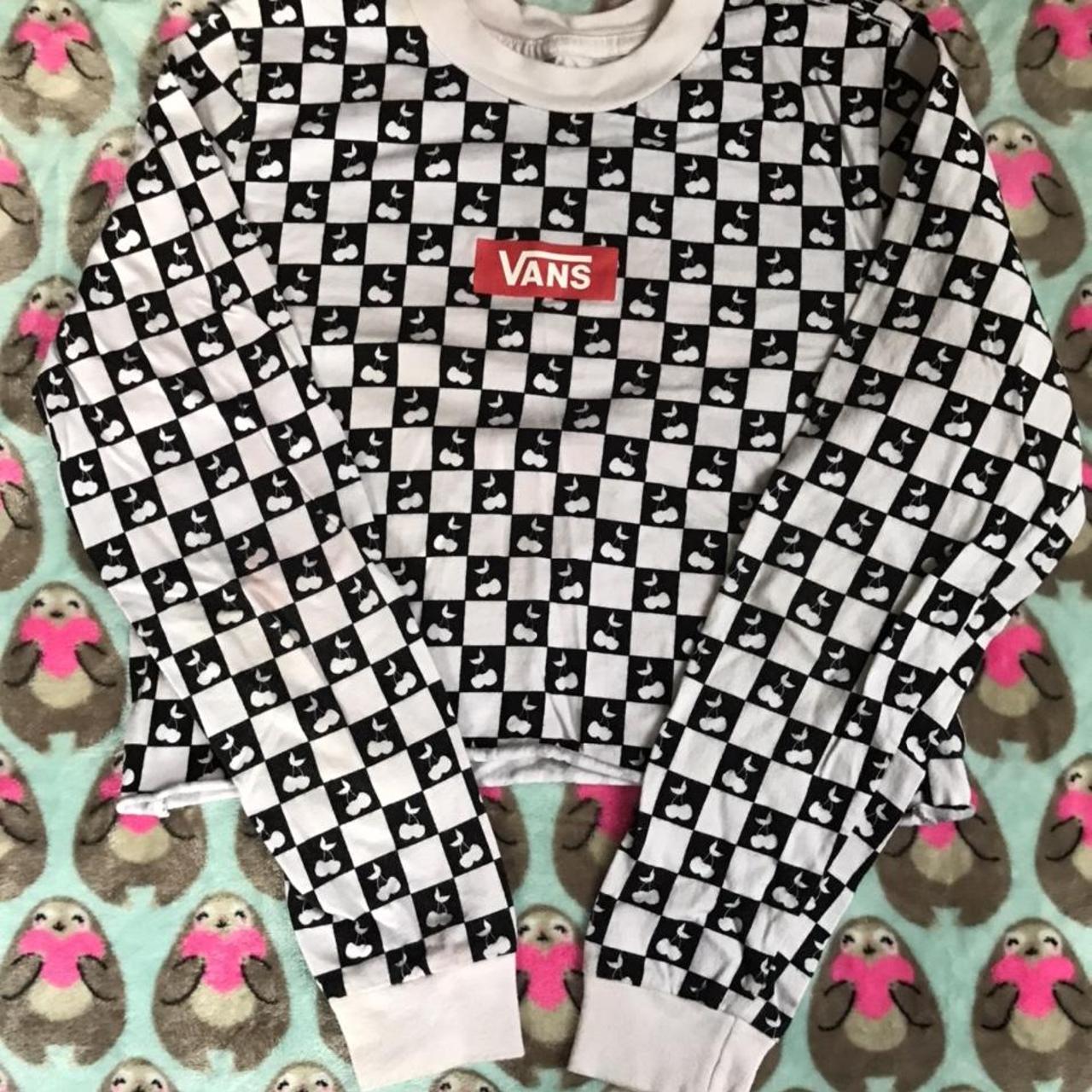 Checkerboard Vans Crop Top long sleeve vans crop... - Depop