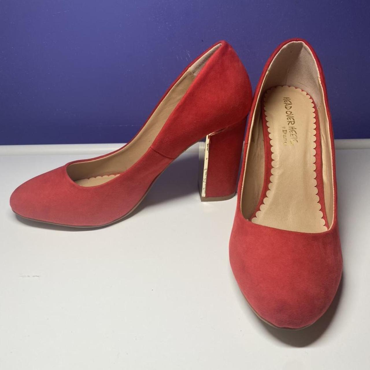 CLASSY, stunning red pumps with gold-lining on the... - Depop