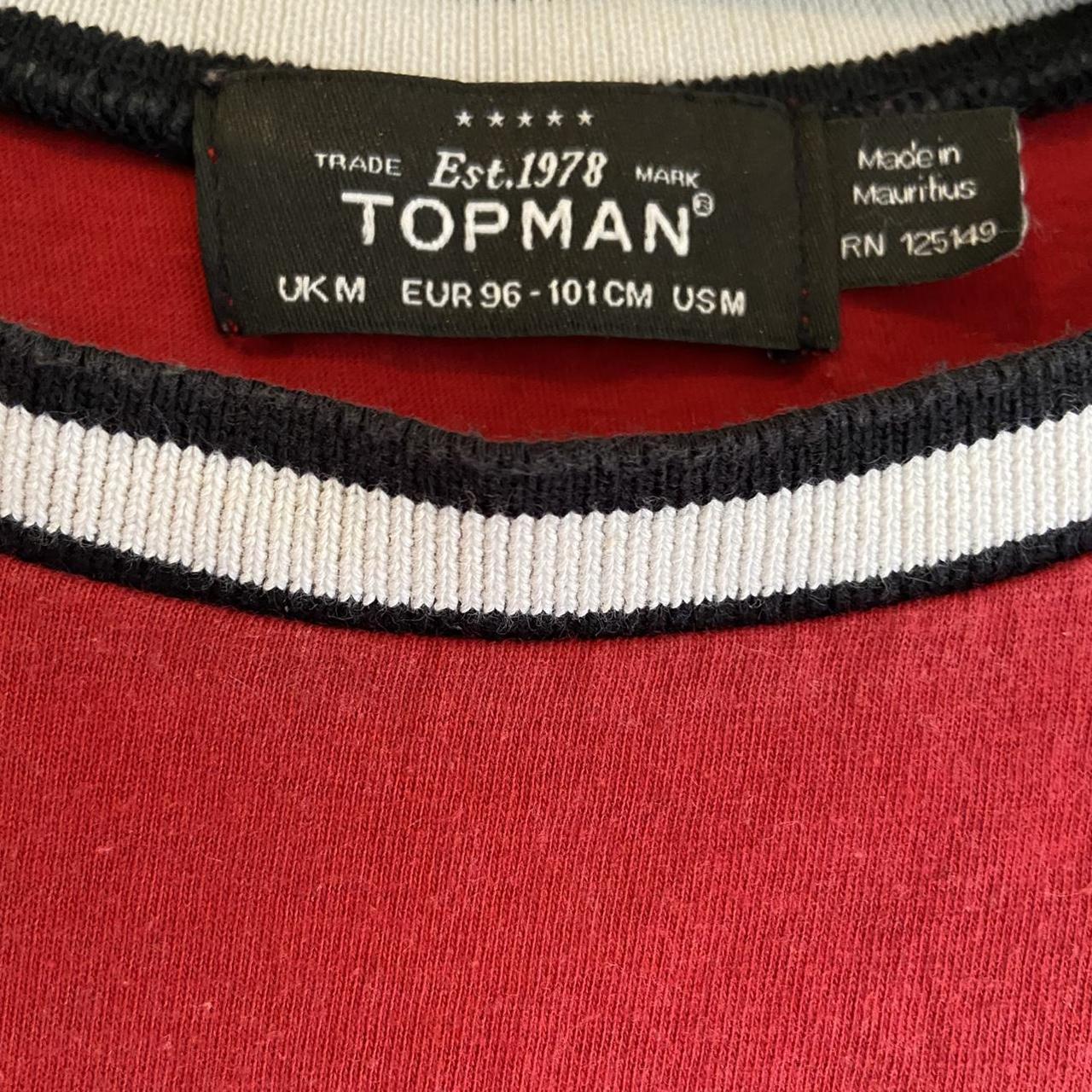Topman red sleeveless Ohio jersey, uk size medium.... - Depop