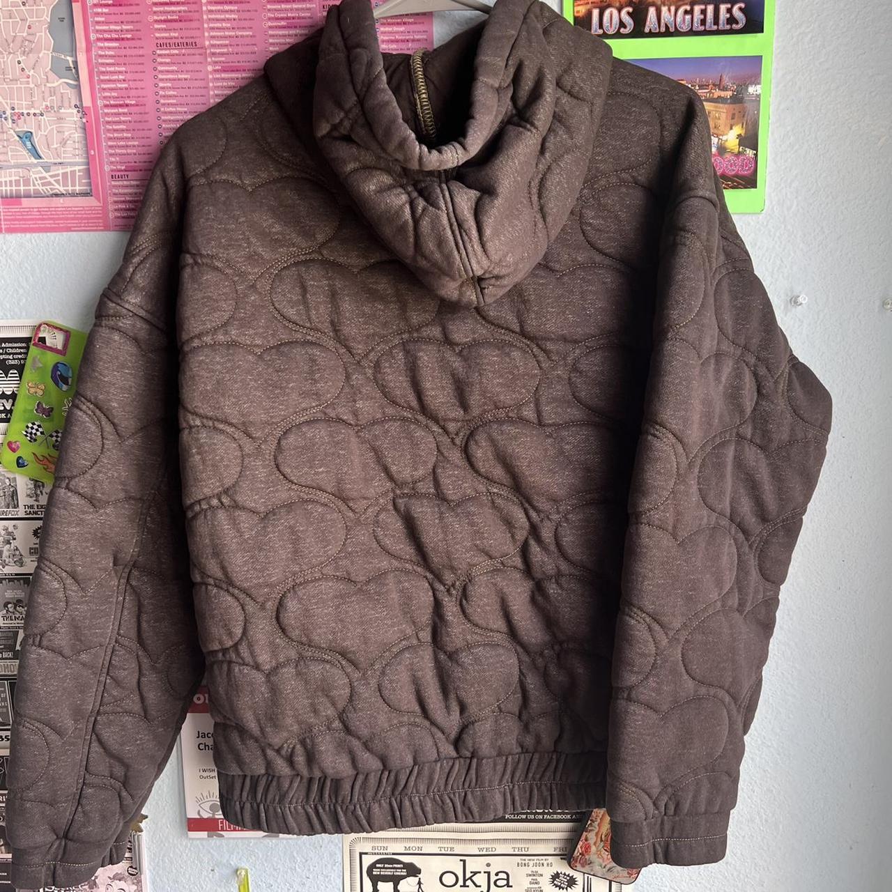 BDG Quilted Heart Zip Up Jacket custom reworked... | Depop