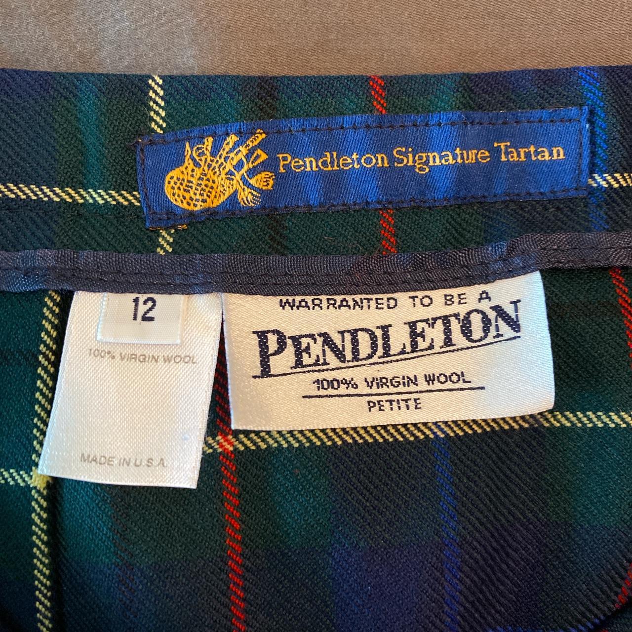 Vintage Pendleton 100% wool pleated tartan skirt in... - Depop