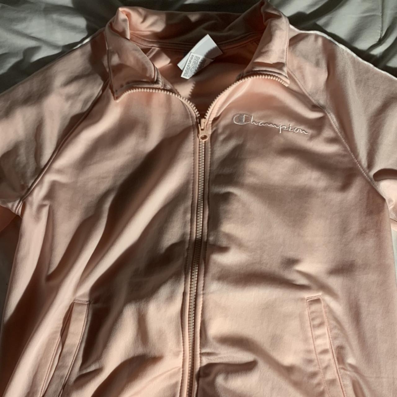 Cute Pink Champion track jacket! Size M Brand:... - Depop