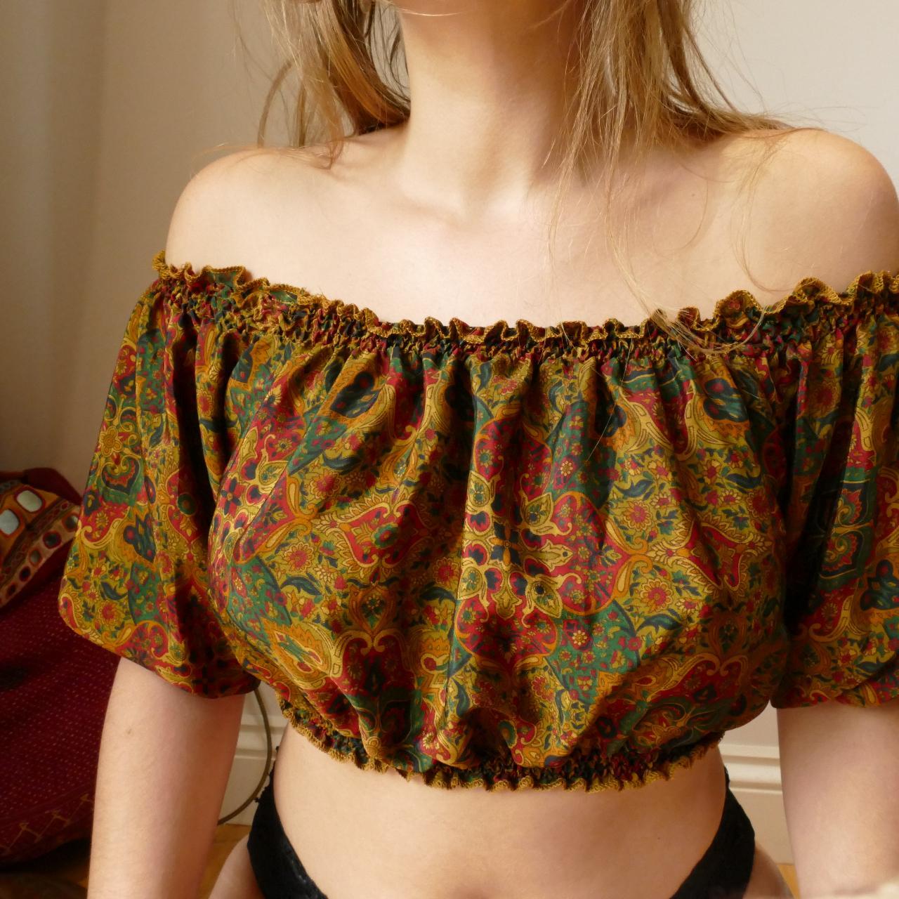 Pirate / Milk Maid off-the-shoulder roached top -... - Depop