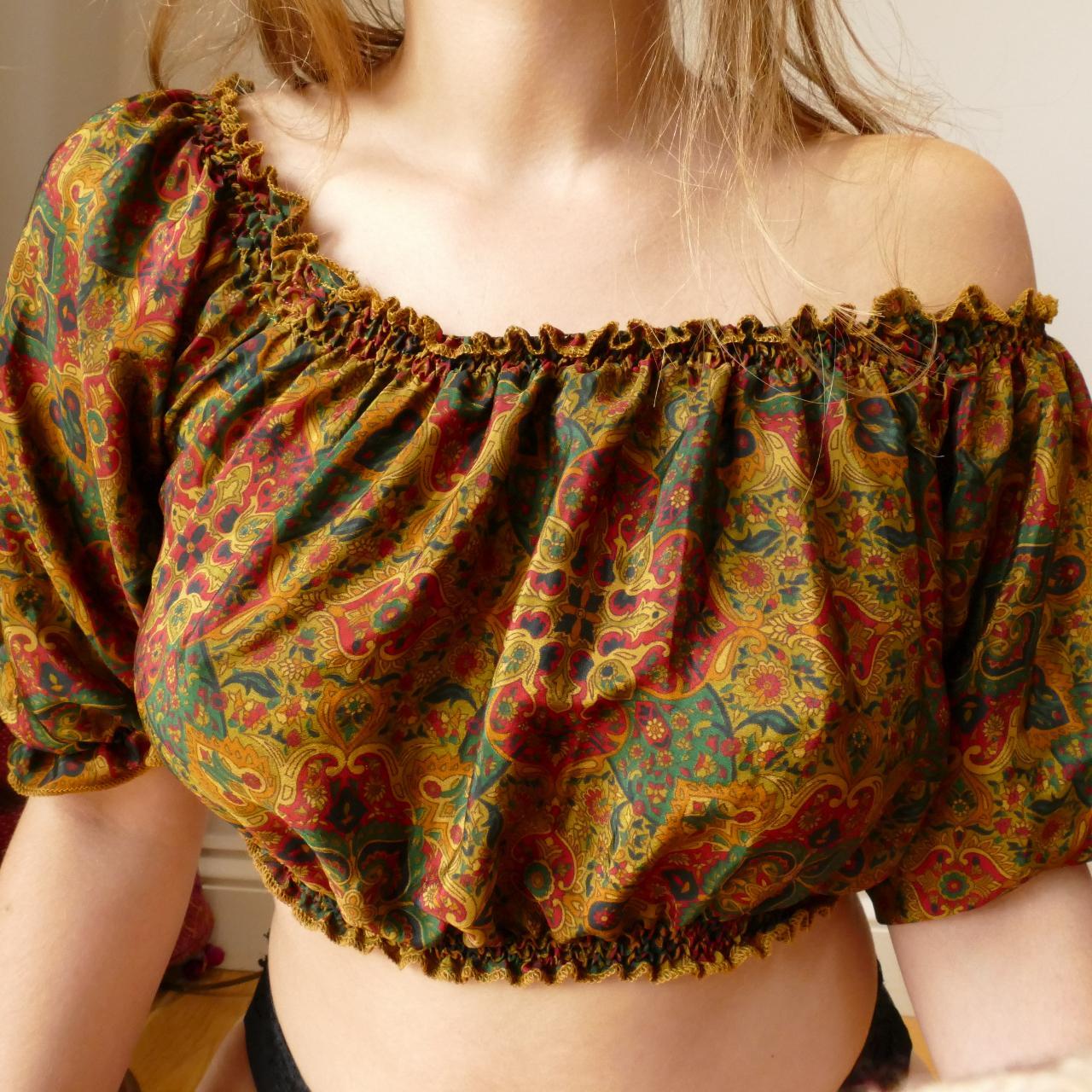 Pirate / Milk Maid off-the-shoulder roached top -... - Depop