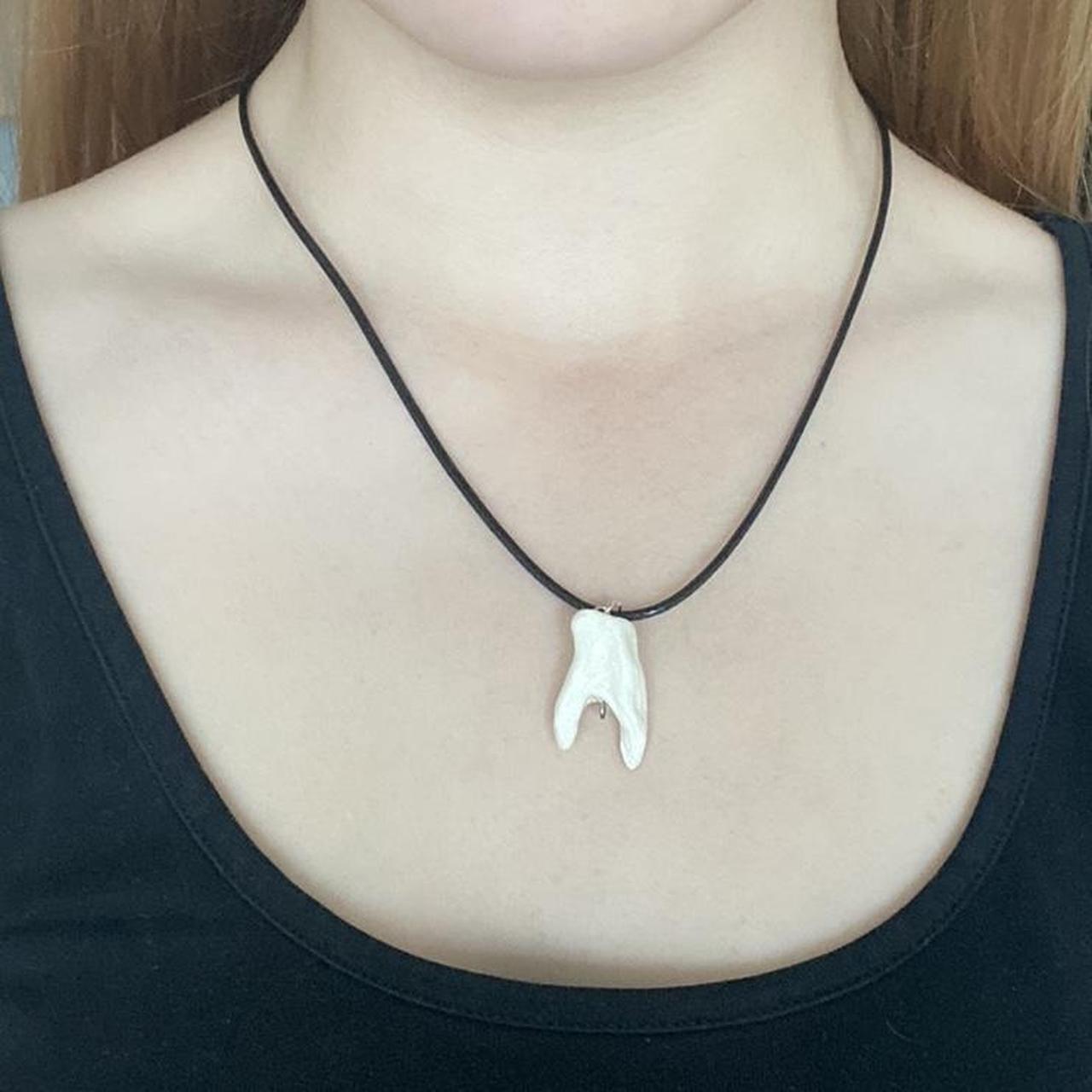 tooth necklace 🦷🦷🦷 hand made by the tooth fairy🧚... - Depop
