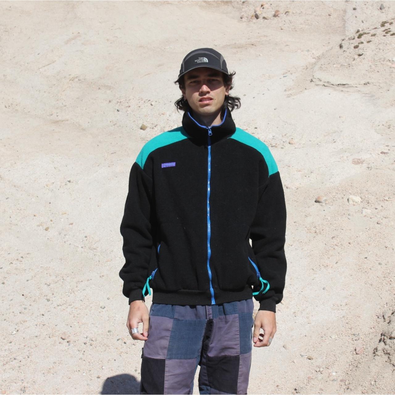 COLORBLOCKED FLEECE JACKET BY COLUMBIA// black and... - Depop