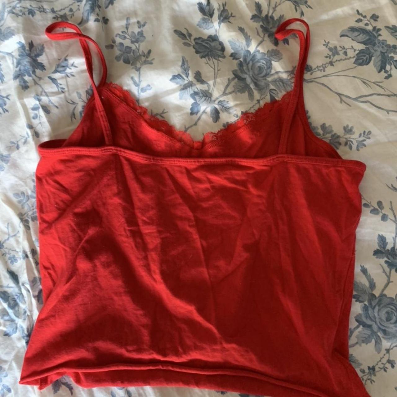 Red Lace Cropped Cami Top So Cute For Summer Size Depop