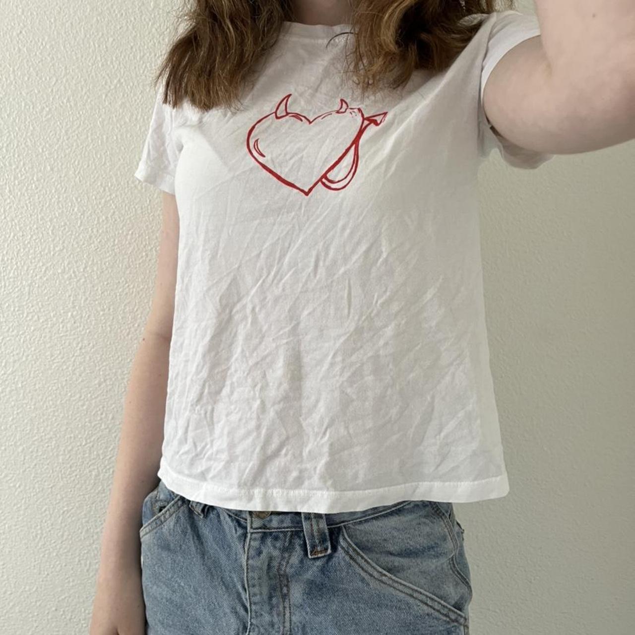 devil heart brandy tee ️‍🔥 -size: one size / xs /... - Depop