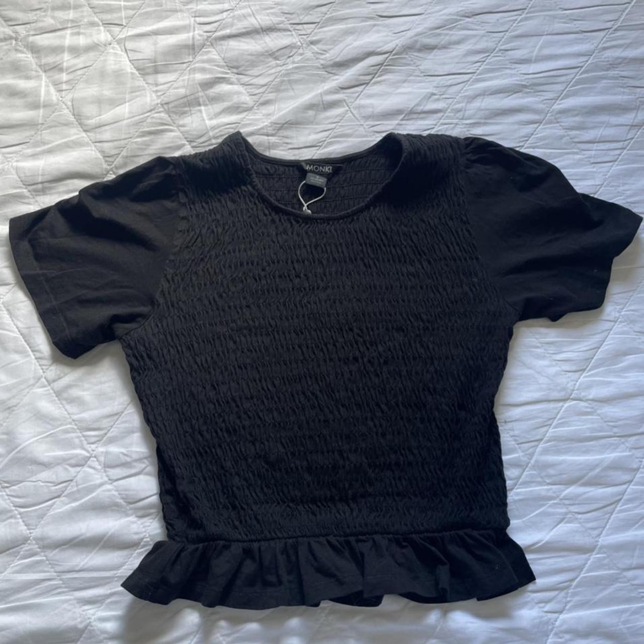 gorgeous black frill monki top worn a few times... - Depop
