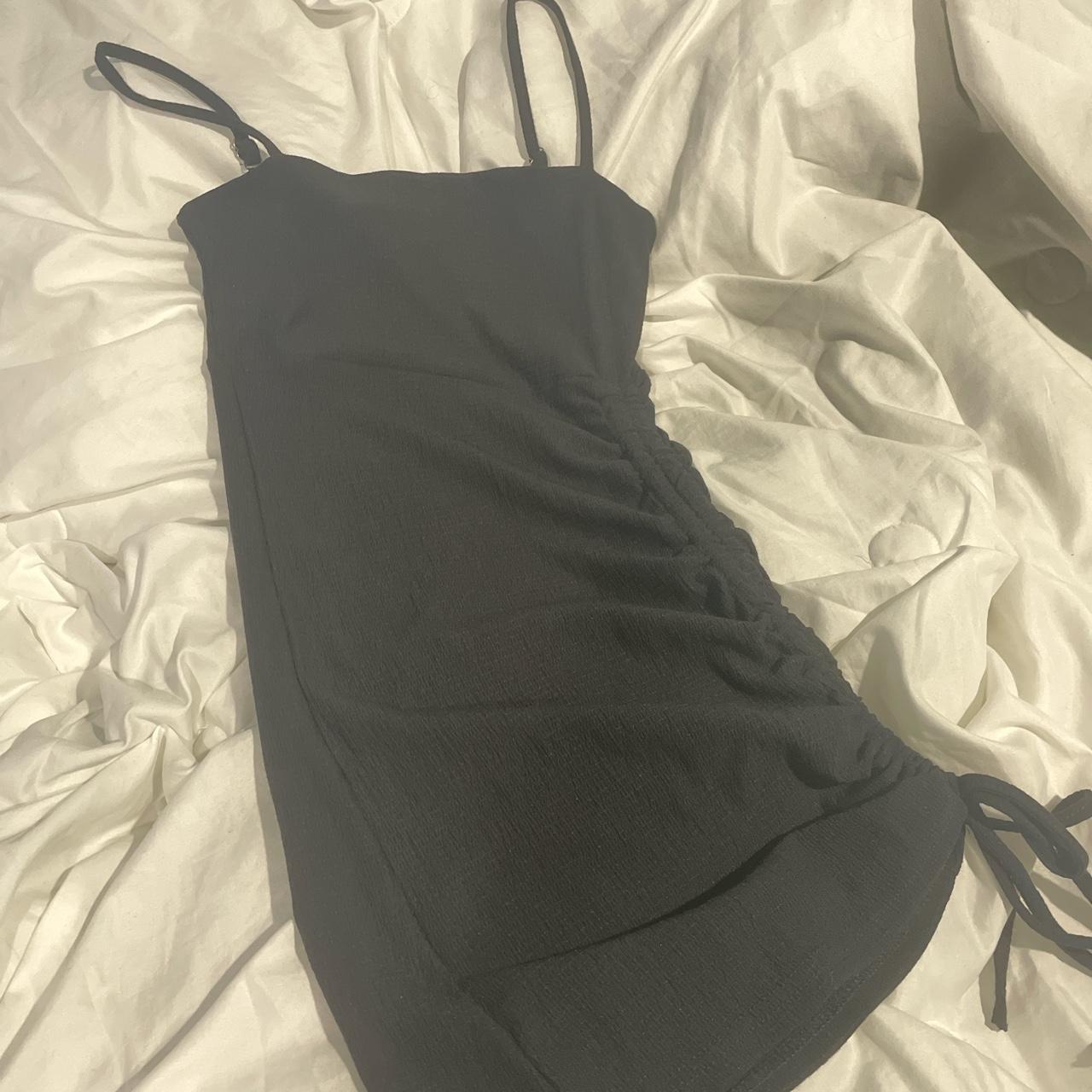 NWOT Bodycon Knit Mini Dress with Ruched tie... - Depop