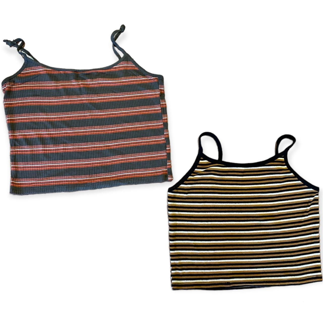 Striped cropped tank tops 🤍 Brandy Melville crop top... - Depop