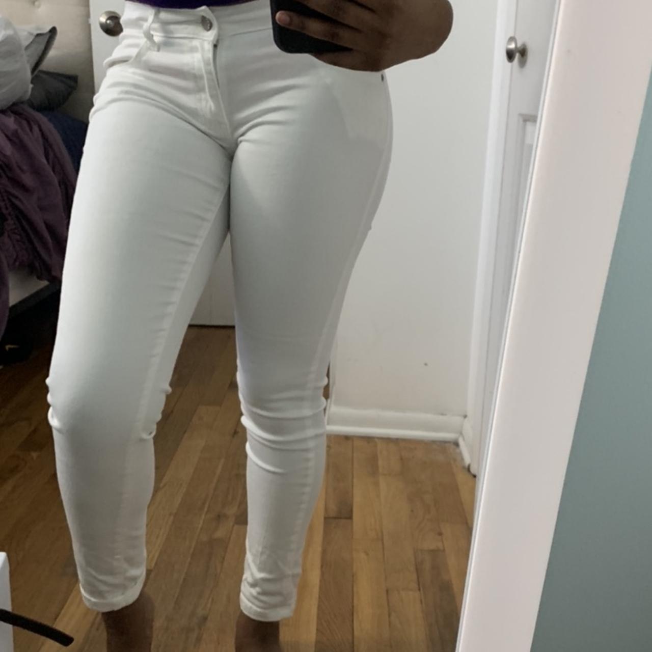 low rise white jeans size 25 (xs/small) from Forever... - Depop