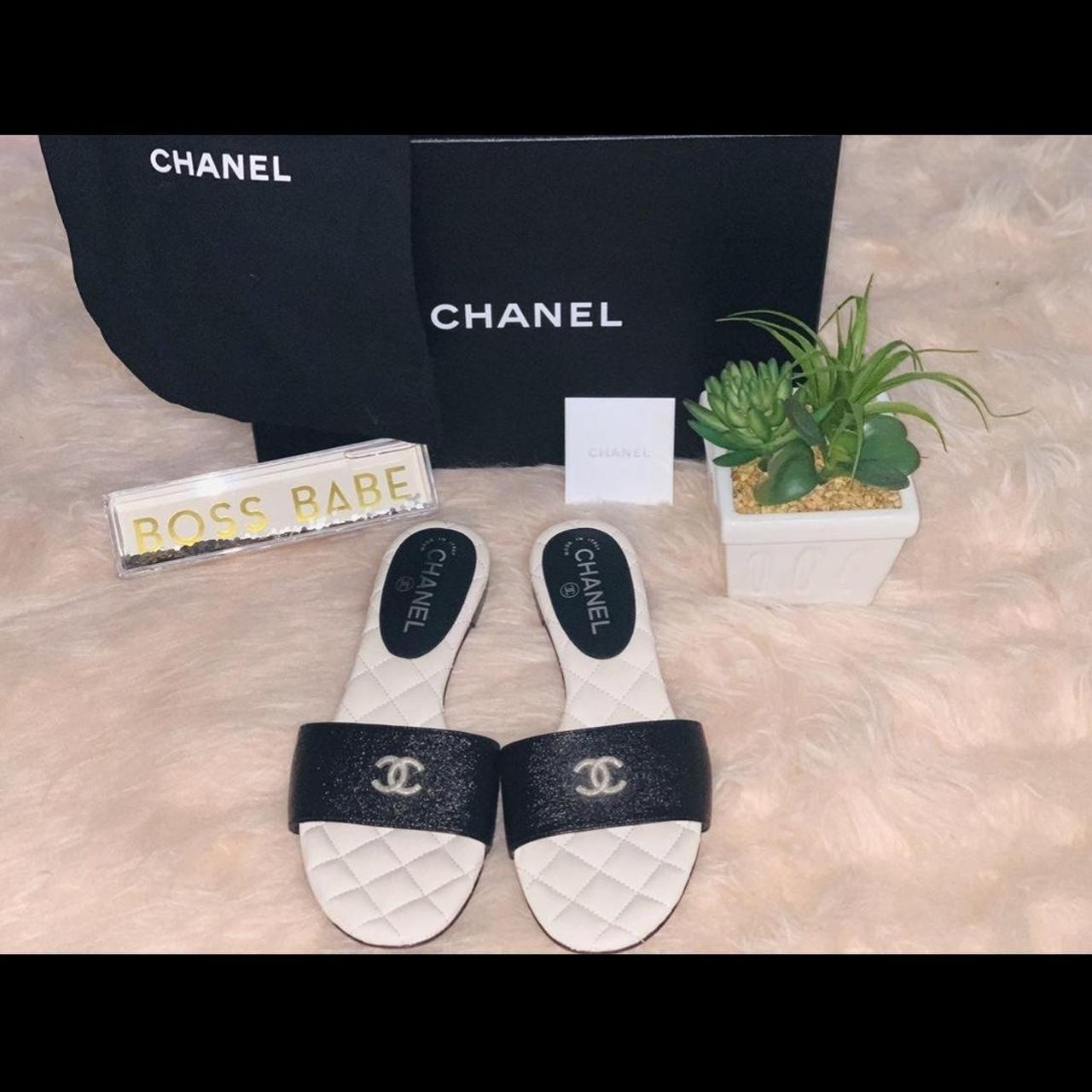 BRAND NEW Chanel CC Logo Calfskin Mule Slip on... - Depop