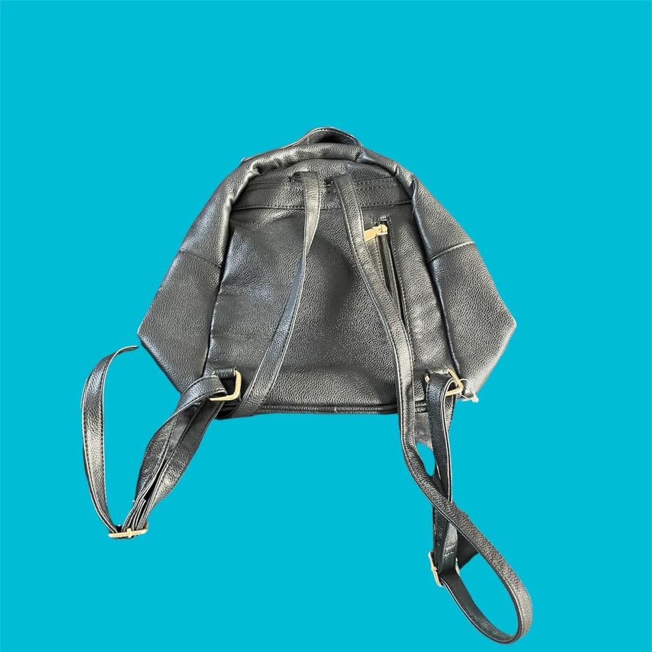 Black Leather Mini Backpack with Floral Leather... - Depop