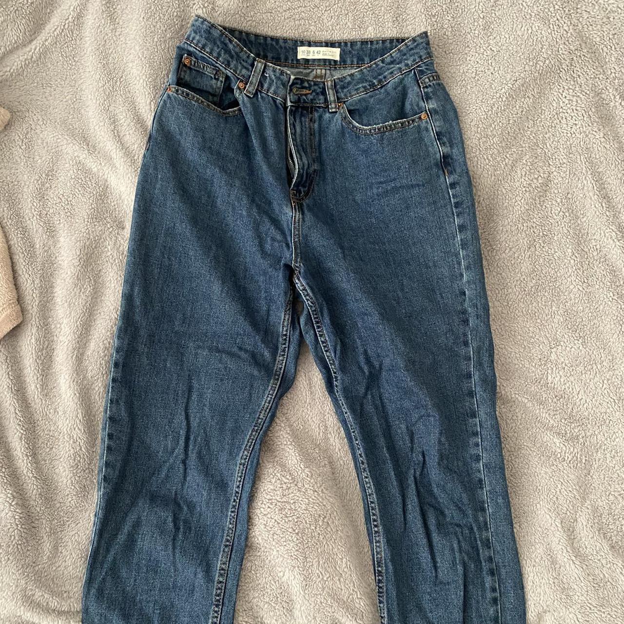 Primark Dark Blue High Waisted Straight Leg... - Depop