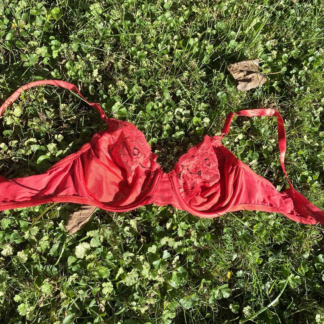 Vintage Red Lace Satin Bra Good Condition Tagged Depop