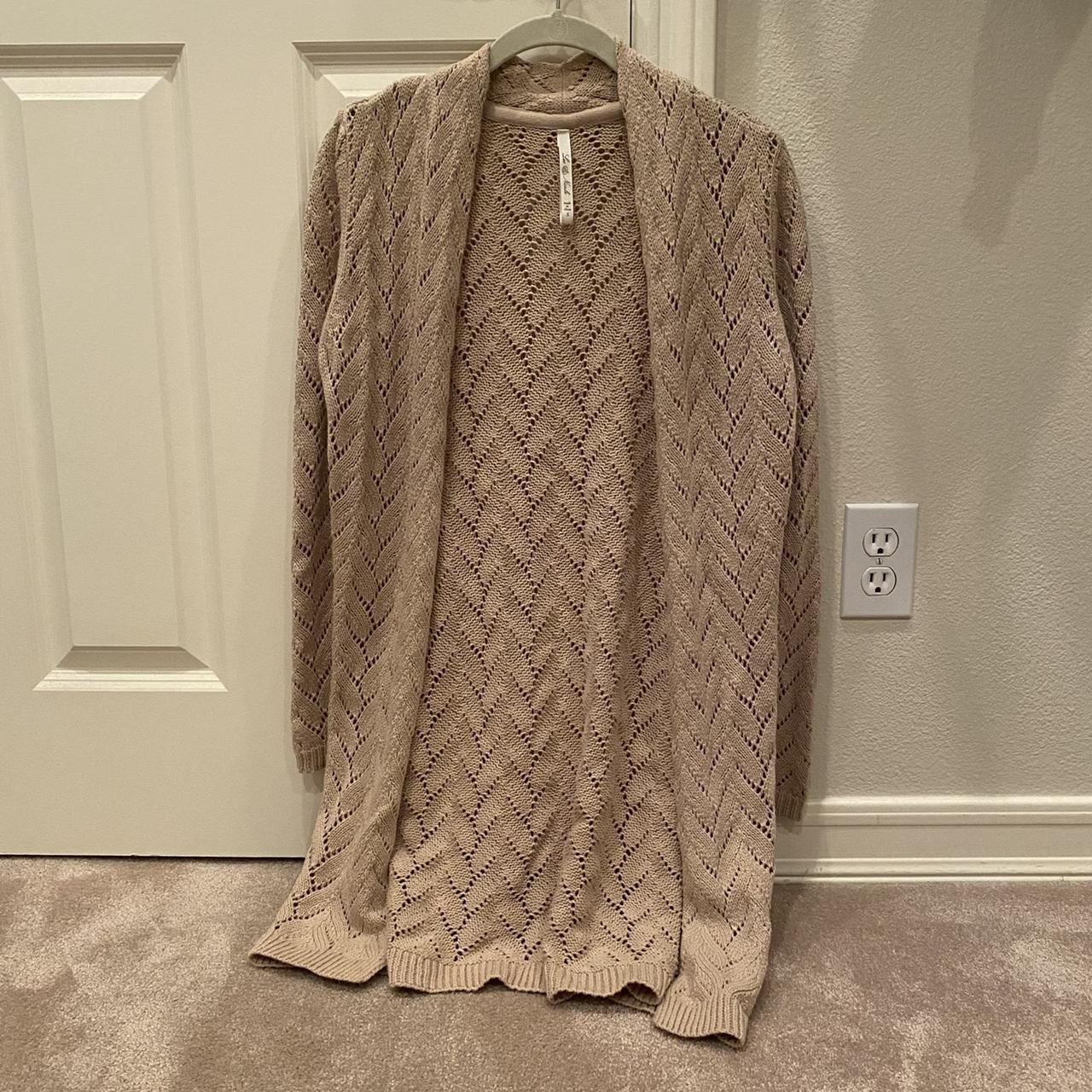 long knit oatmeal cardigan >extremely soft and... - Depop