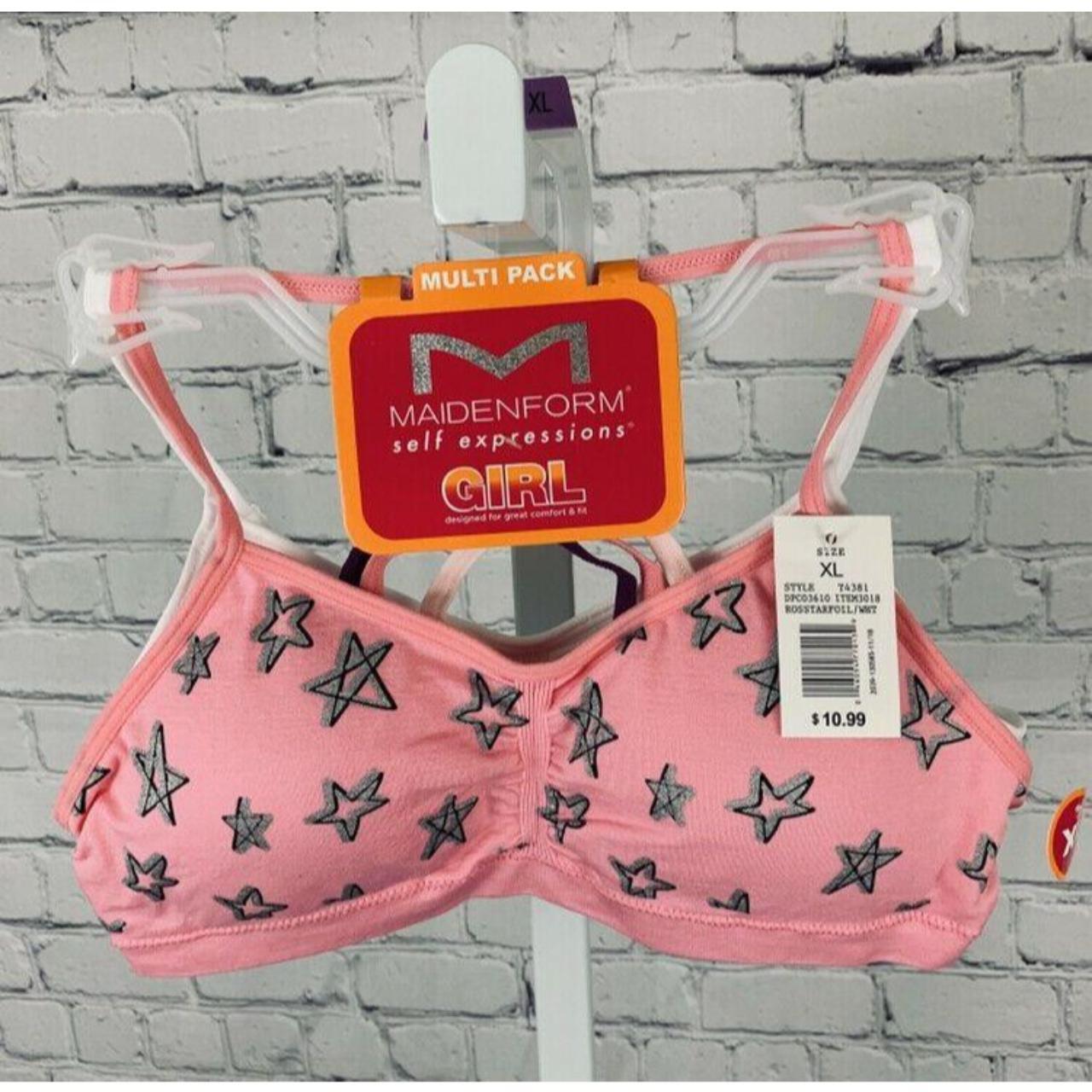 MAIDENFORM GIRLS' 2-PK STRAPPY RUCHED CROP BRA... - Depop