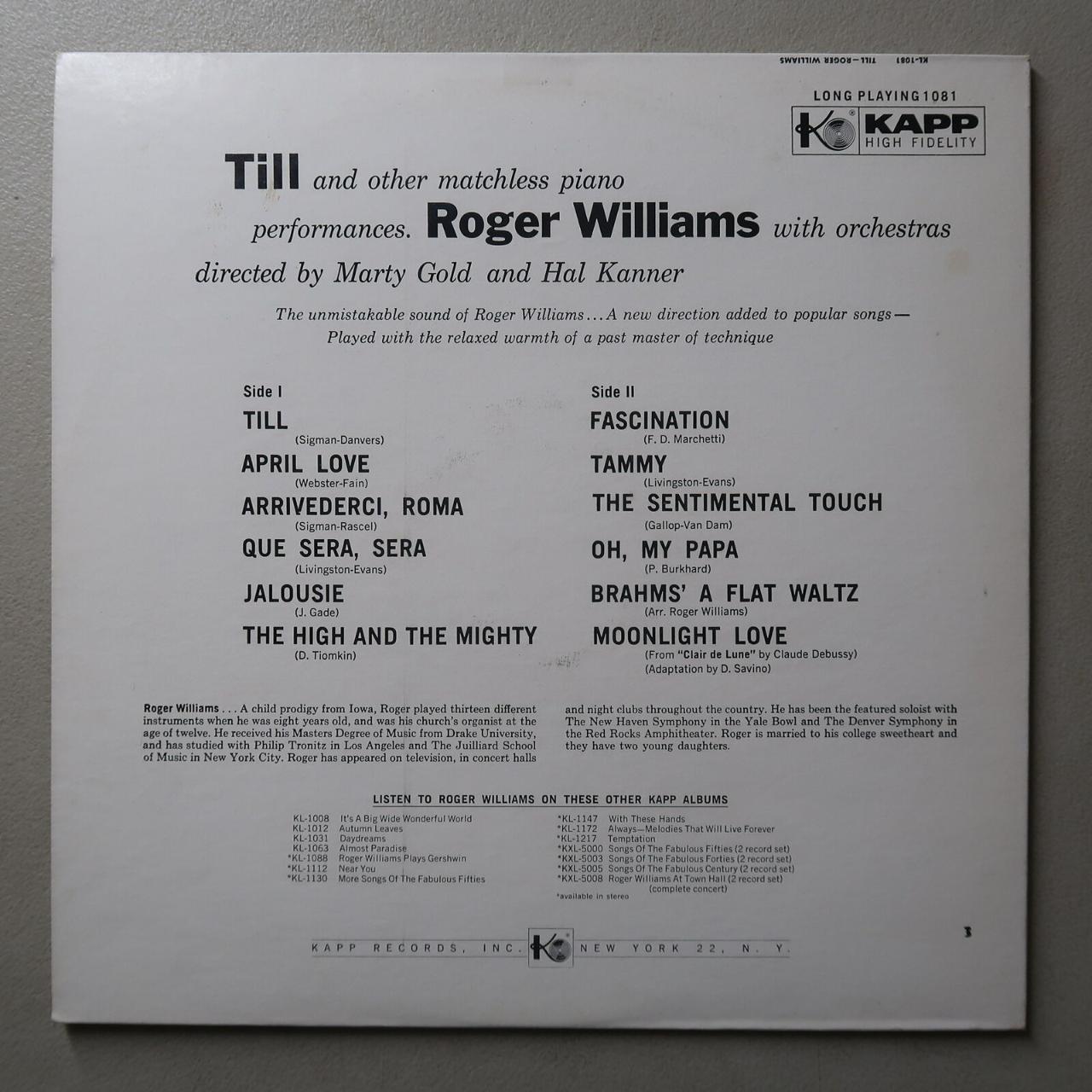 ROGER WILLIAMS TILL VINYL LP KAPP EXC 76 Here for... - Depop