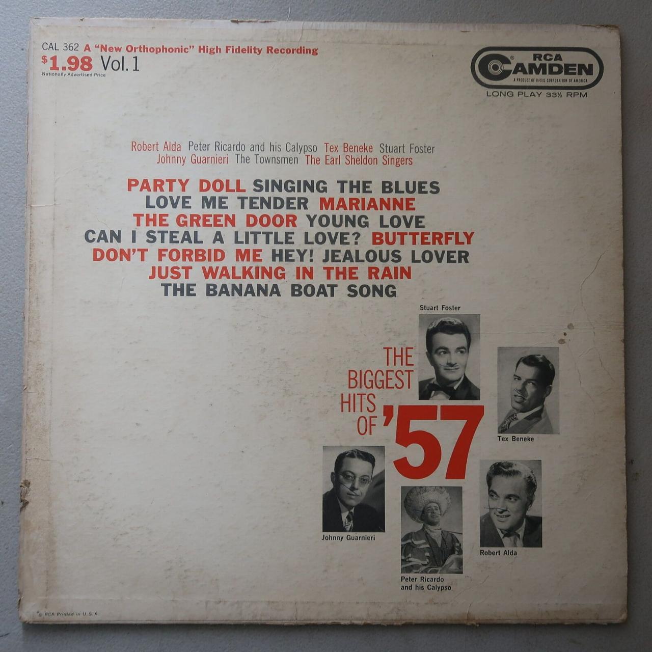 THE BIGGEST HITS OF '57 VOLUME 1 VINYL LP RCA CAMDEN... - Depop