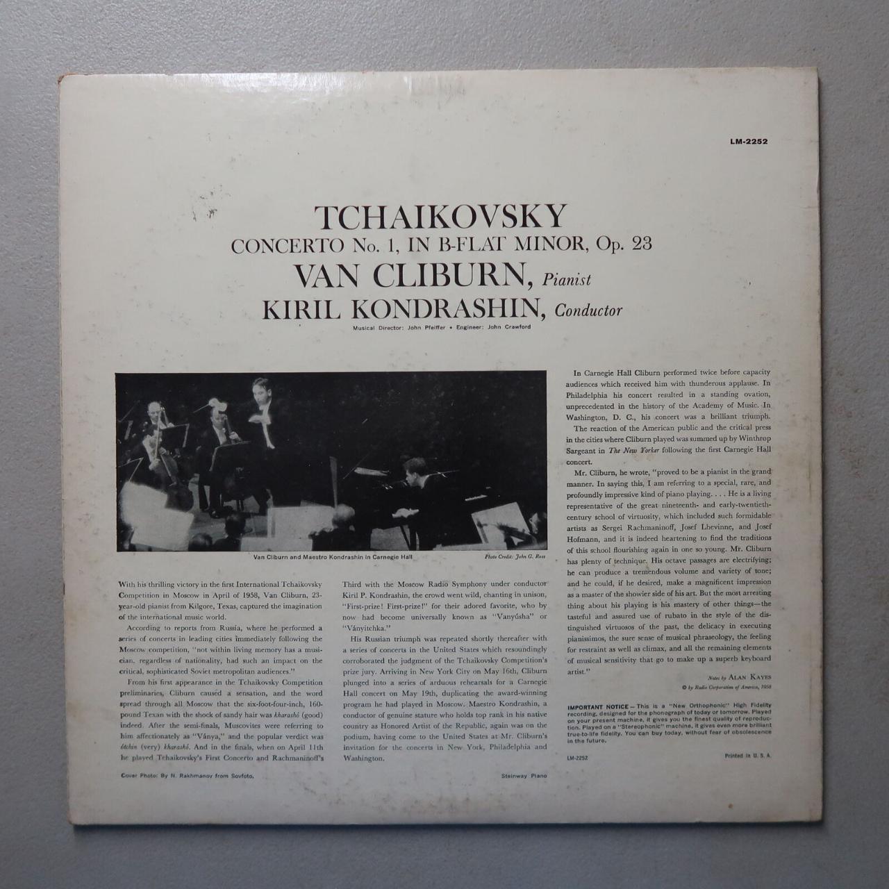 VAN CLIBURN, KIRIL KONDRASHIN TCHAIKOVSKY CONCERTO... - Depop