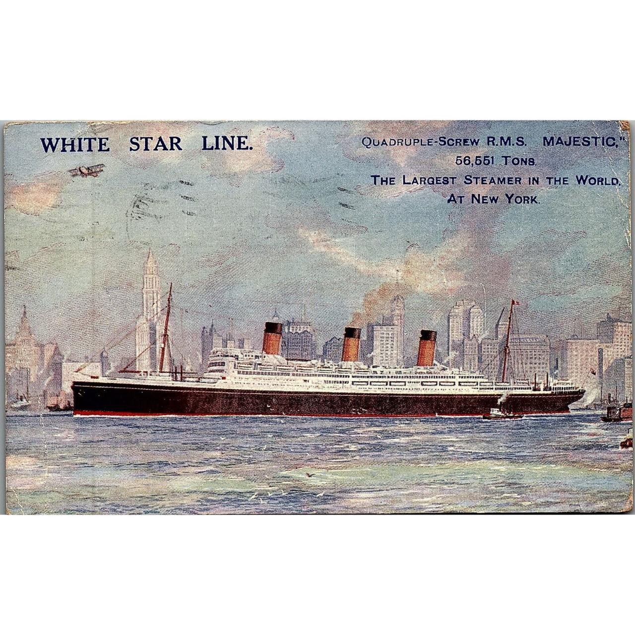 1924 WHITE STAR LINE R.M.S. MAJESTIC STEAMER BIPLANE... - Depop